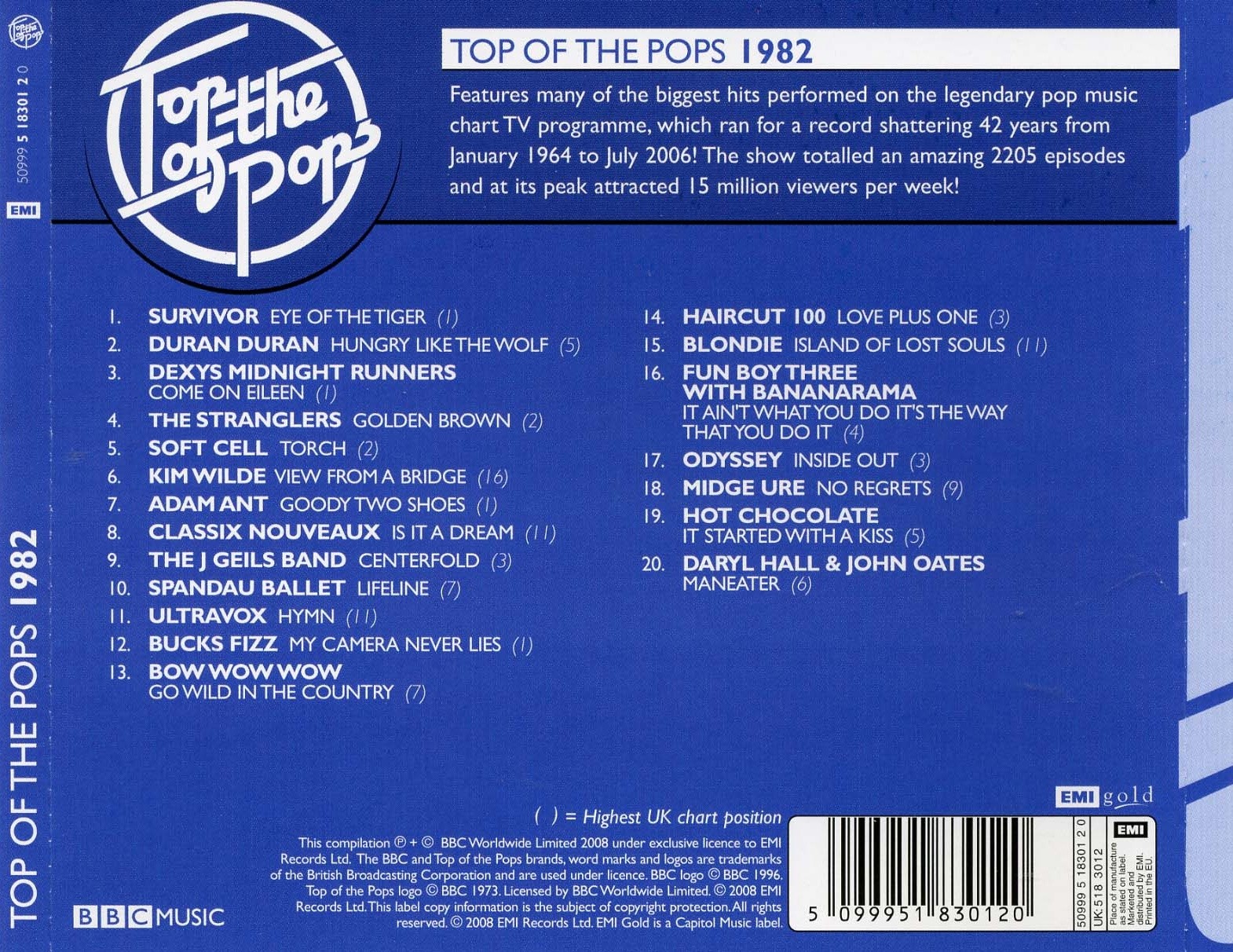 Top Of The Pops 1982 2008 : Back | CD Covers | Cover Century | Over 1. ...